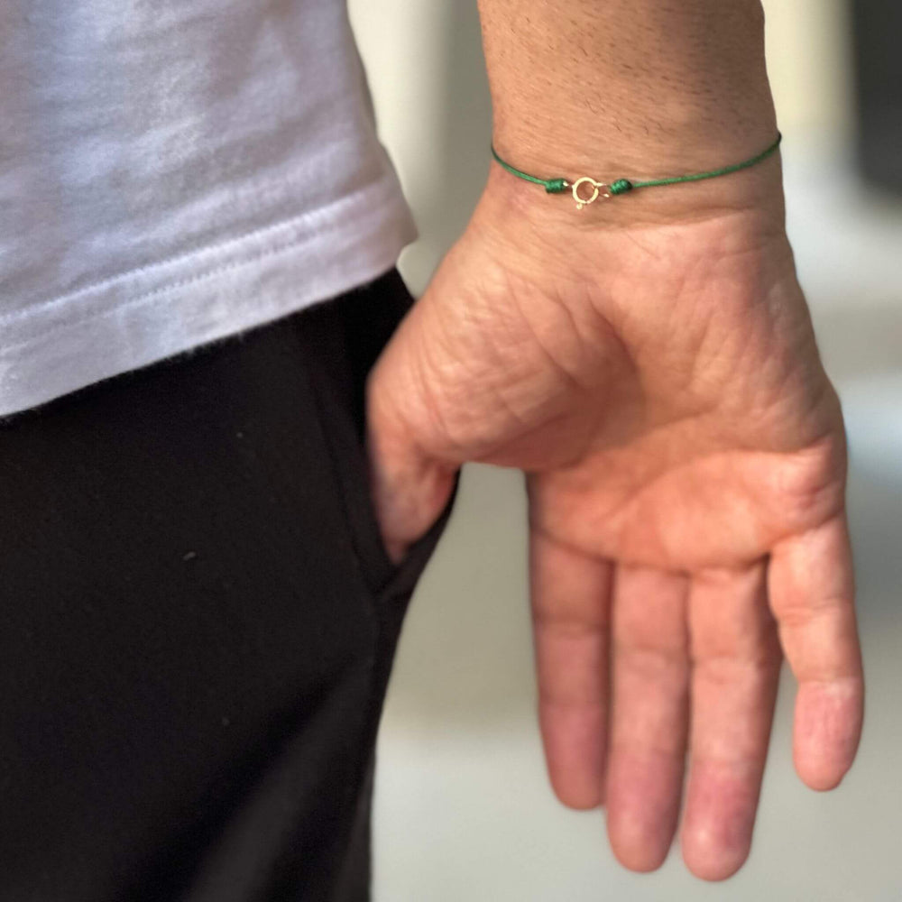 14K Solid Gold Clasp Bracelet - Choose from 17 Vibrant Colors - Luck Strings