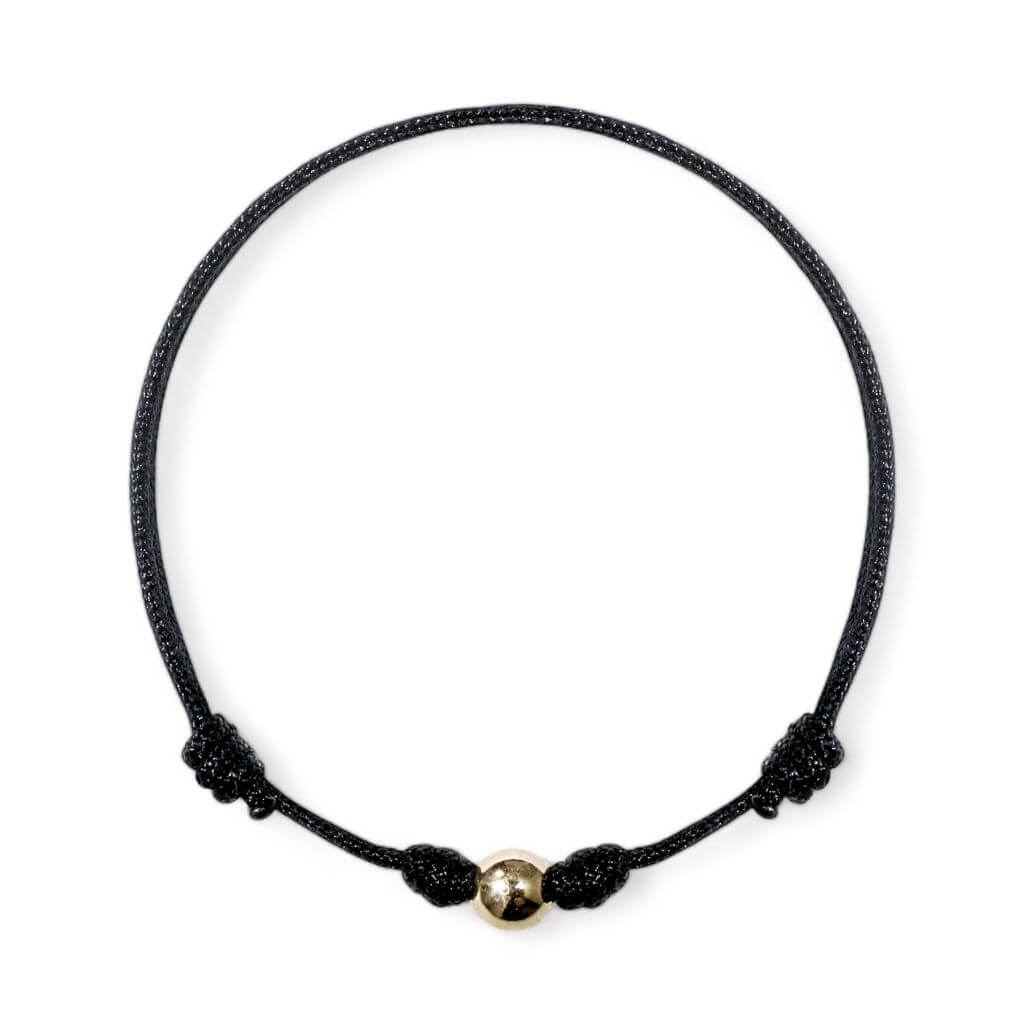 14K Gold Bead Adjustable Cord Bracelet - Luck Strings