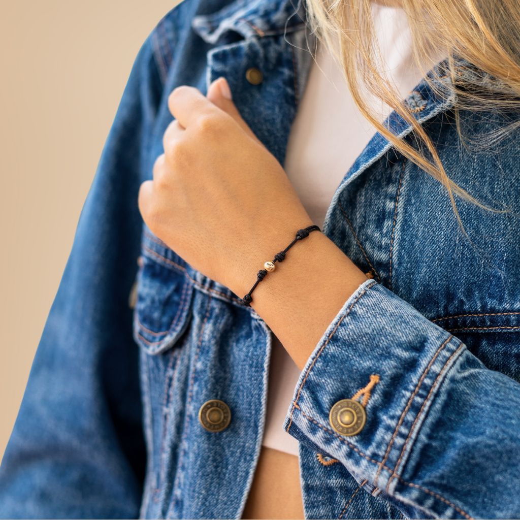 14K Gold Bead Adjustable Cord Bracelet - Luck Strings